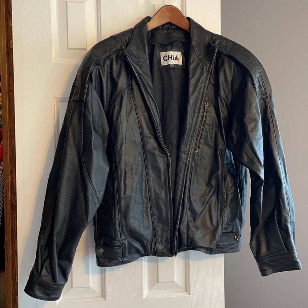 Chia Vintage 1980 Leather Bomber Moto Jacket | M - Gem
